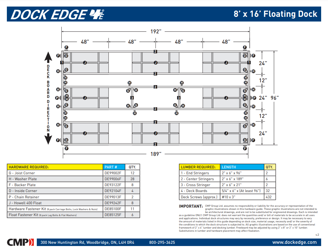 Dock Edge 8FT X 16FT Dock2Go DIY Floating Dock Kit – DIY-Docks.com