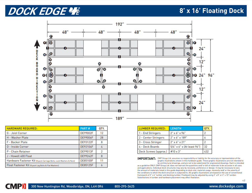 Dock Edge 8FT X 16FT Dock2Go DIY Floating Dock Kit – DIY-Docks.com
