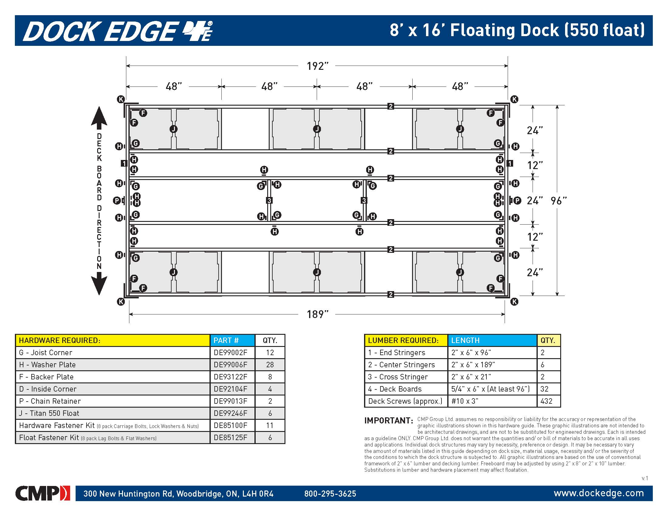Dock Edge 8FT X 16FT Dock2Go DIY Floating Dock Kit – DIY-Docks.com